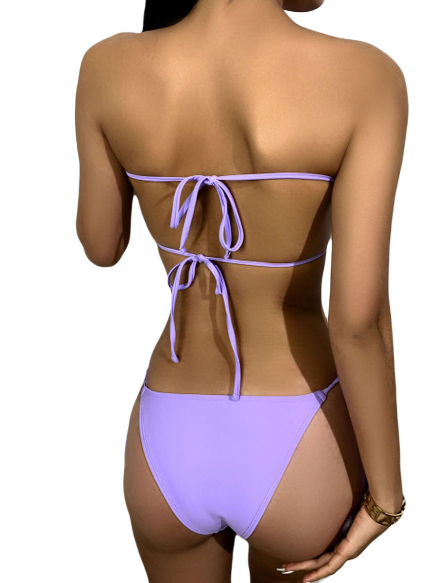 Conjunto de Biquíni Tomara que Caia com Bojo e Cristais Lilás – Shop Sutton